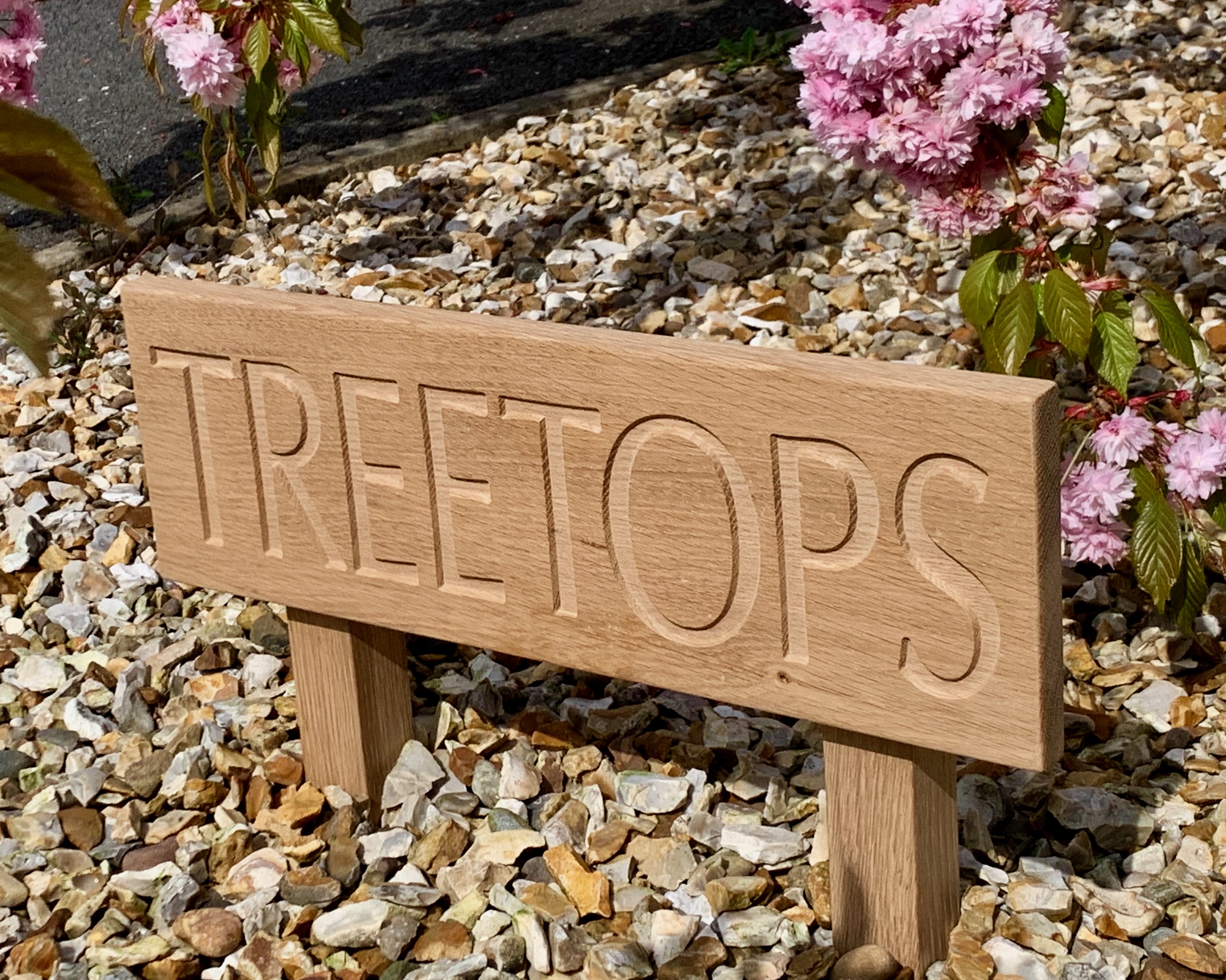 Small Freestanding Oak Sign - slate and oak Handmade to order