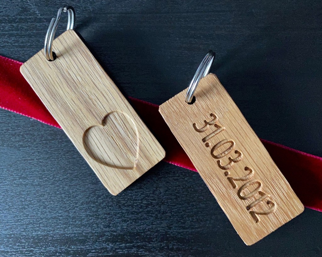 OAK KEY RINGS - slate and oak quirky personalised oak gifts